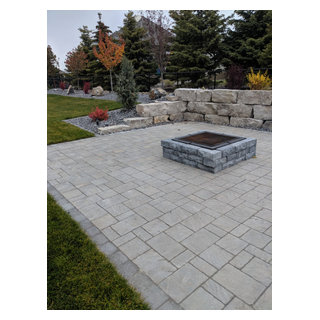 Linear patio and Armour stone retaining wall we built in Edmonton ...