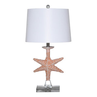 Set of Two Orange Coastal Starfish Table Lamps - Beach Style - Lamp ...
