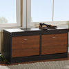 Foley 2-Tone Entryway Storage Cushioned Bench, Dark Brown And Brown ...