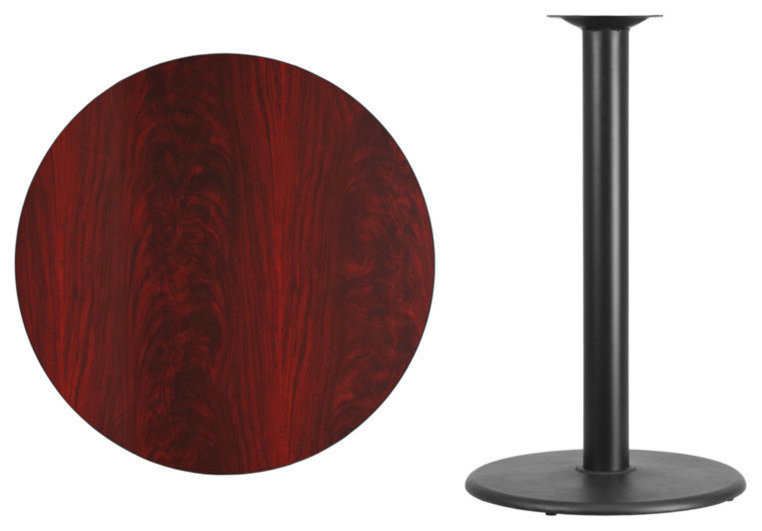 Round Mahogany Table Top XU-RD-36-MAHTB-TR24-GG, Bar Height ...