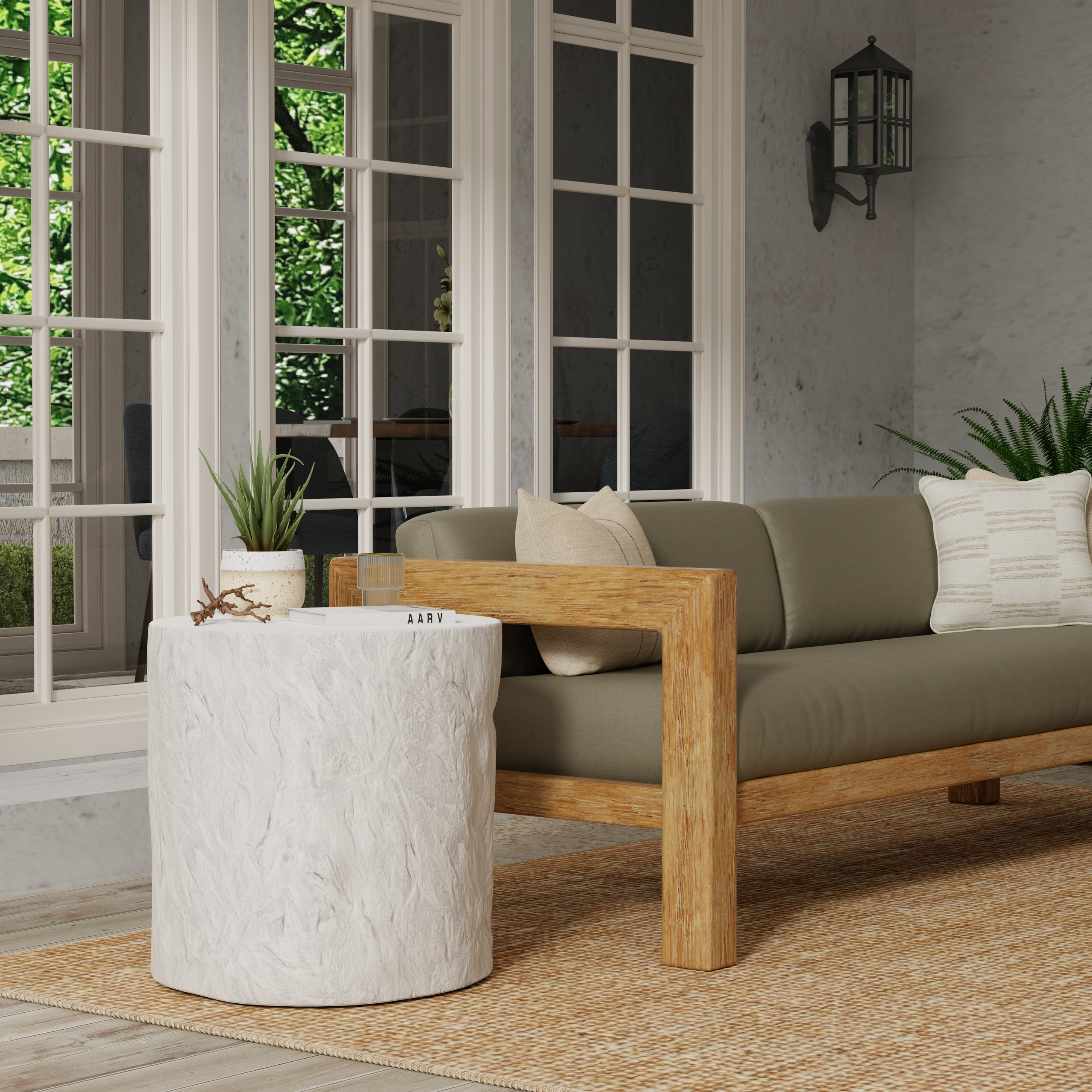 Antique Stone Round End Table - Transitional - Outdoor Side Tables - by ...