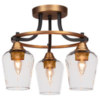 Paramount 3-Light Semi-Flush, Matte Black & Brushed Nickel, 5" Clear ...