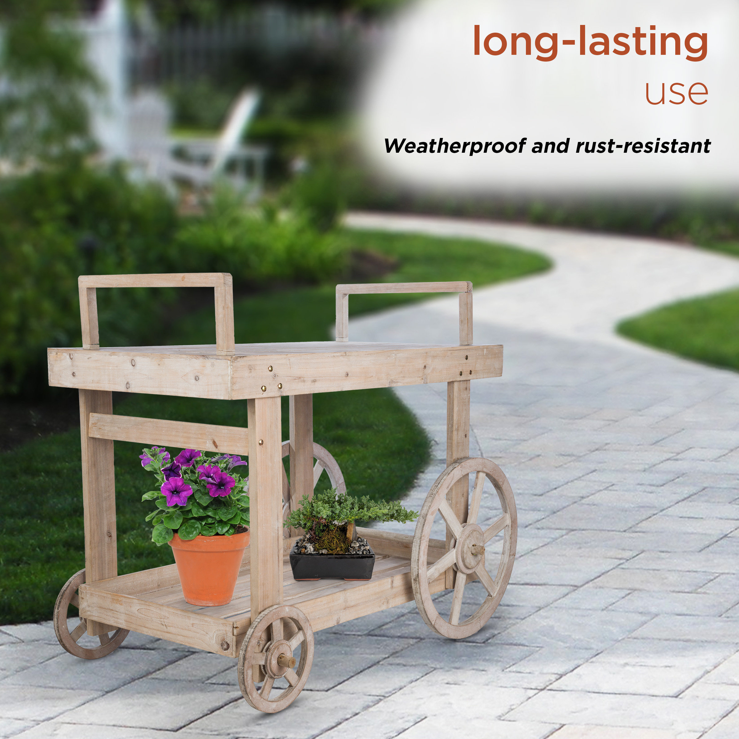 Wooden Flower/Plant/Cart/Display with Wheels - Farmhouse - Potting ...