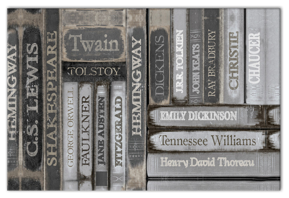Famous Authors Books Canvas Wall Art, 24"x36" - Contemporary - Prints ...