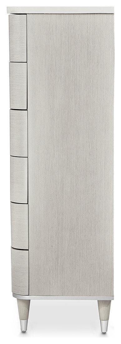 Michael Amini Eclipse 6-Drawer Wood & Marble Chest in Moonlight Gray ...