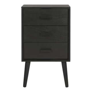 Mona 3 Drawer Chest, Black - Midcentury - Side Tables And End Tables ...