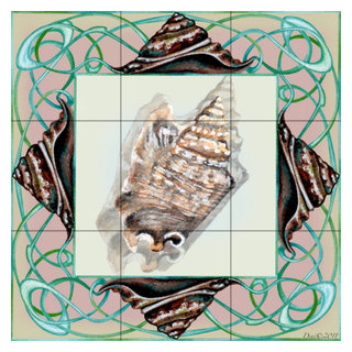 Tile Mural Kitchen Backsplash Seashell Square 5 by Denise Freeman, 12. ...