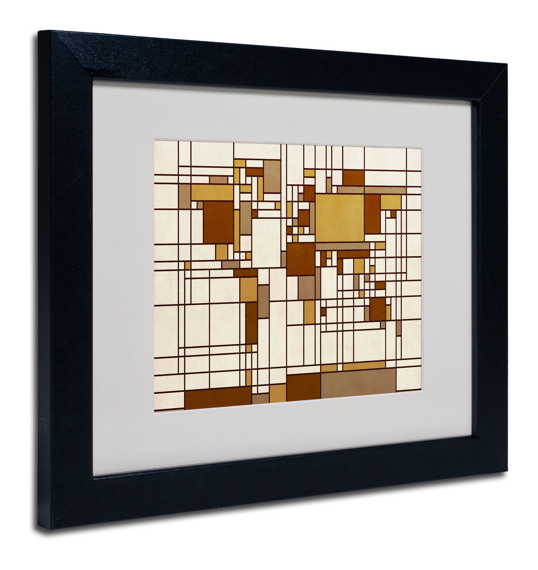 'Mondrian World Map' Matted Framed Canvas Art by Michael Tompsett, 11 ...