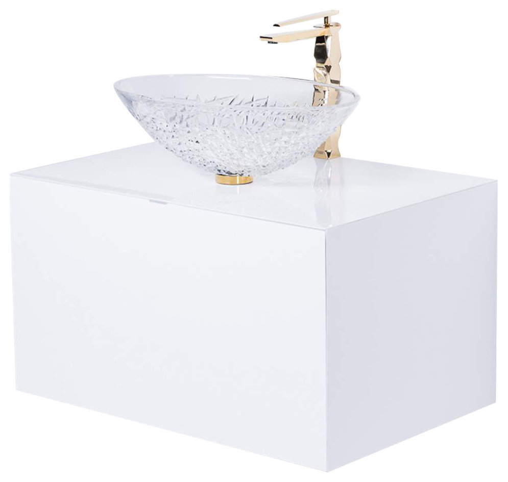 Dora Lacquered Vanity, White, 30" - Modern - Bathroom Vanities And Sink ...