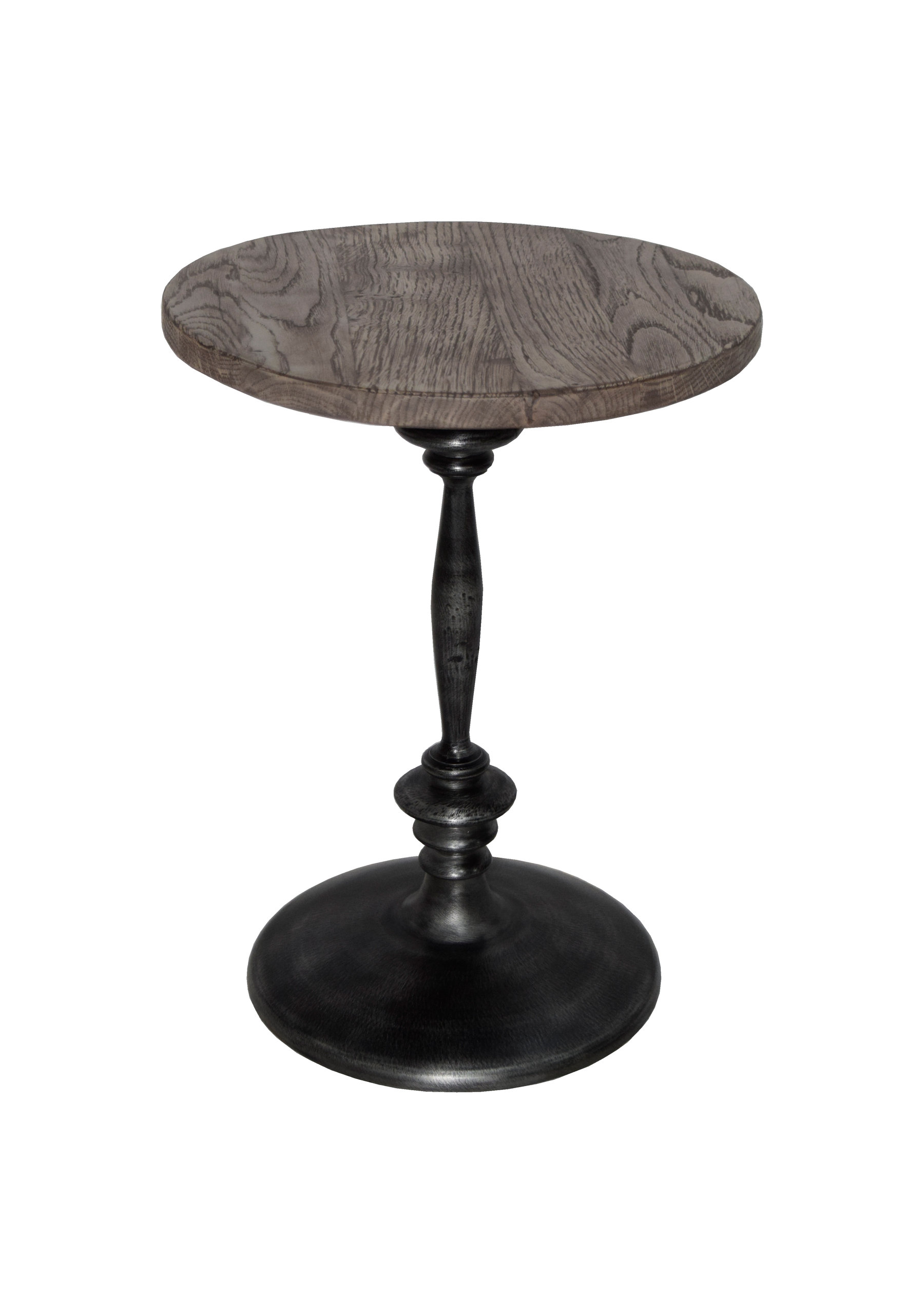 Bayside Jensen 16" Round Solid Oak Side Table With Cast Iron Pedestal ...