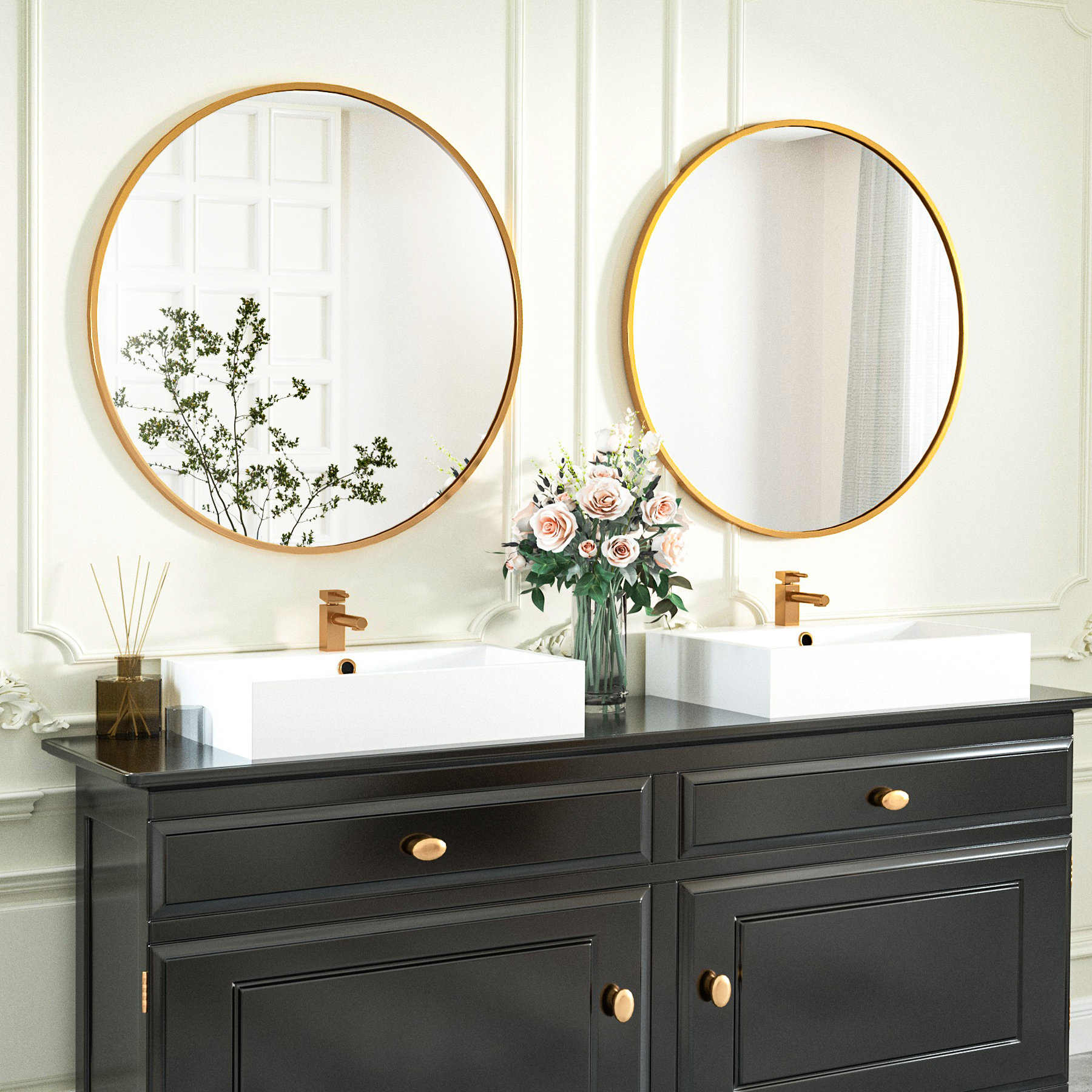Easly Aluminum Alloy Framed Round Mirror, 20x20 - Contemporary ...