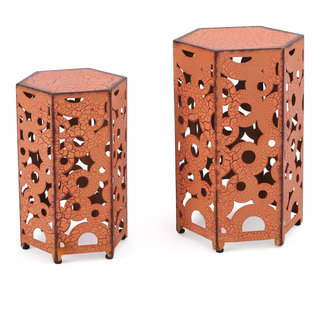 Utica Antique Style Orange Accent Table, Set of 2 - Contemporary - Side ...