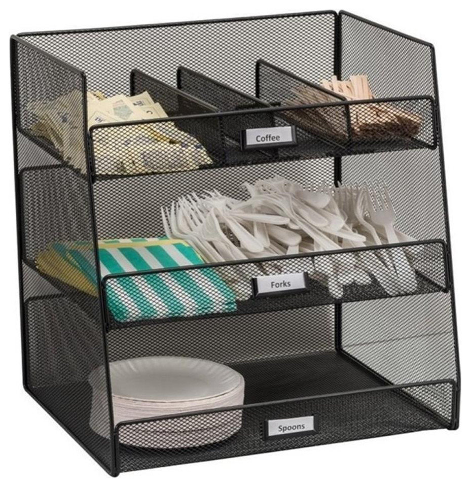 Pemberly Row Break Room Organizer in Black - Pantry And Cabinet ...