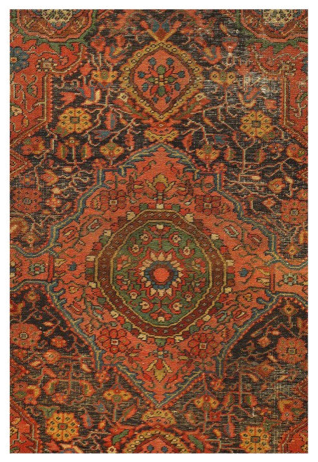 Rust Color Persian Antique Farahan 3'4'' X 5' - Mediterranean - Area ...