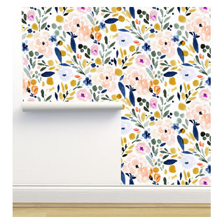 Sierra Floral Wallpaper, 24"x72" - Contemporary - Wallpaper - by ...