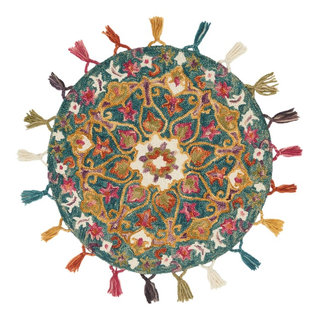 Loloi Remy Hooked Ru-05 Peacock / Gold 3'-0" X 3'-0" Round, 3'-0" x 3 ...