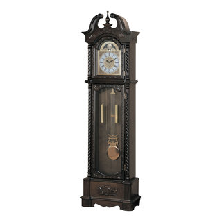 Coaster Traditional Wood Grandfather Clock with Chime in Brown ...