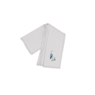 Set of Four Embroidered Heron Napkins - Beach Style - Napkins - by ...