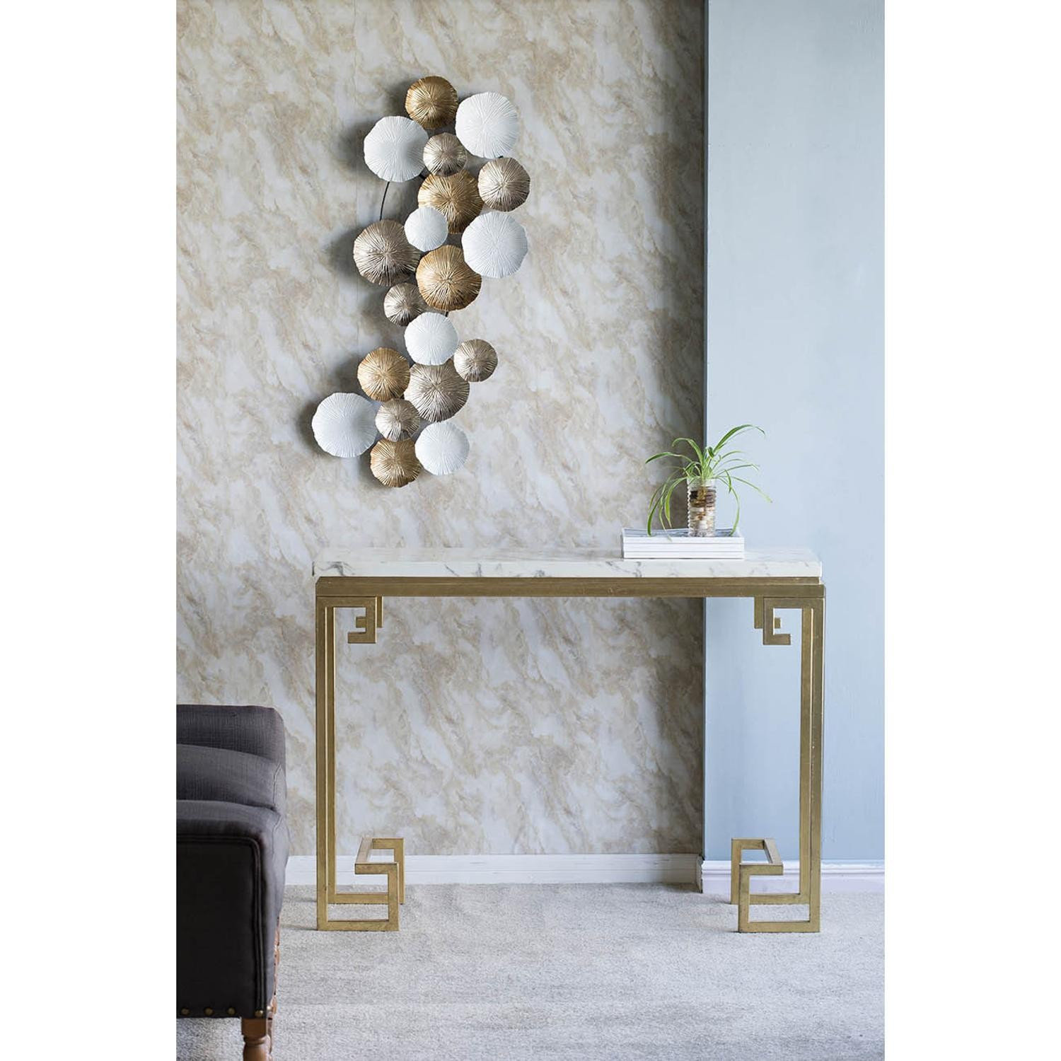 Retro Modern 39" Metallic and White Metal Wall Art - Contemporary ...
