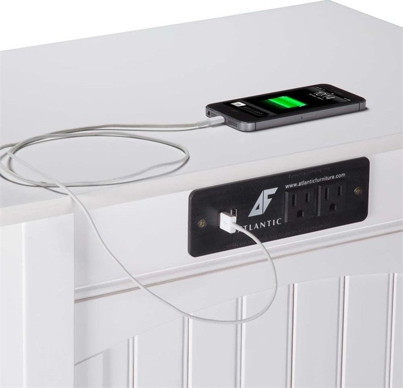 Pemberly Row Transitional Wood Side Table with USB Charging Ports in ...