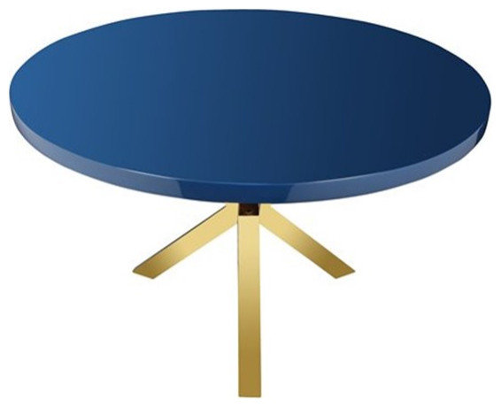 Pangea Home Remi Modern Lacquer & Polished Steel Metal Dining Table in ...