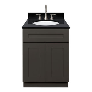 24" Bathroom Vanity, Absolute Black Granite Top, Faucet LB7B ...