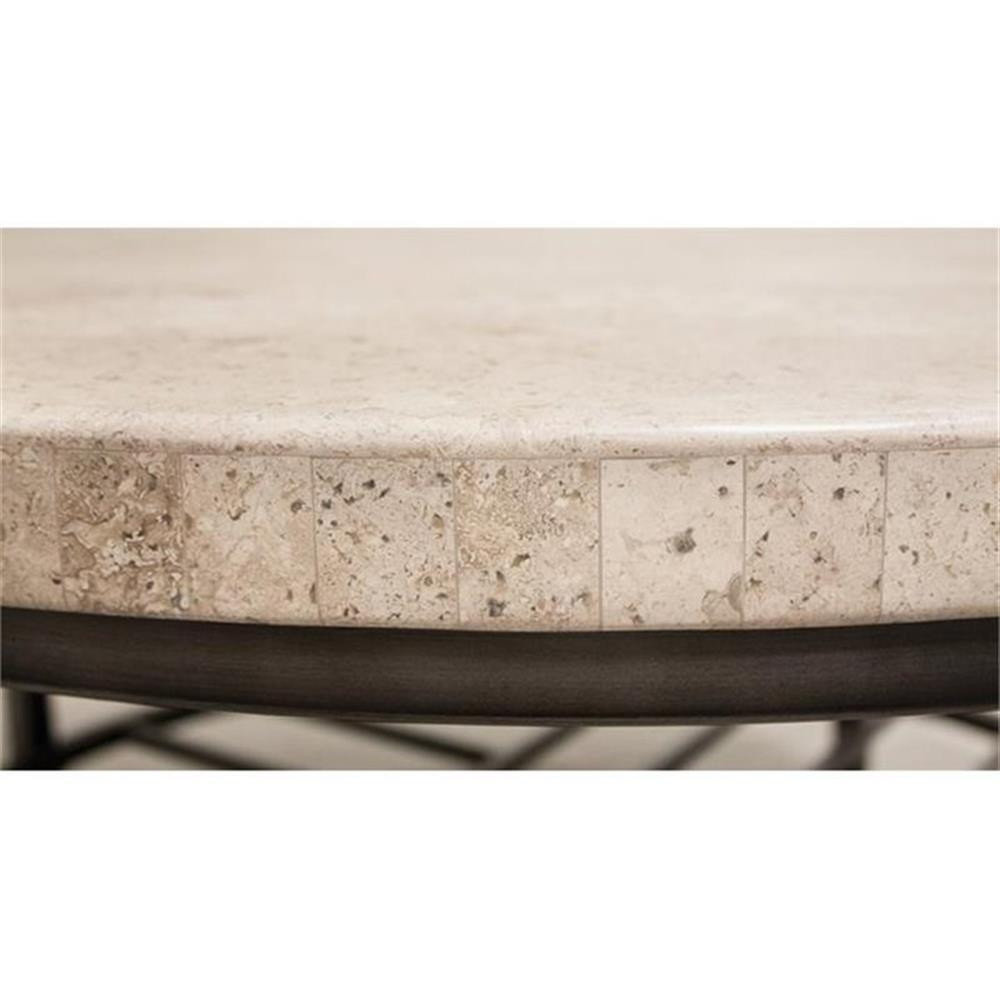Bowery Hill Contemporary Round Stone Top Coffee Table in Alabaster ...
