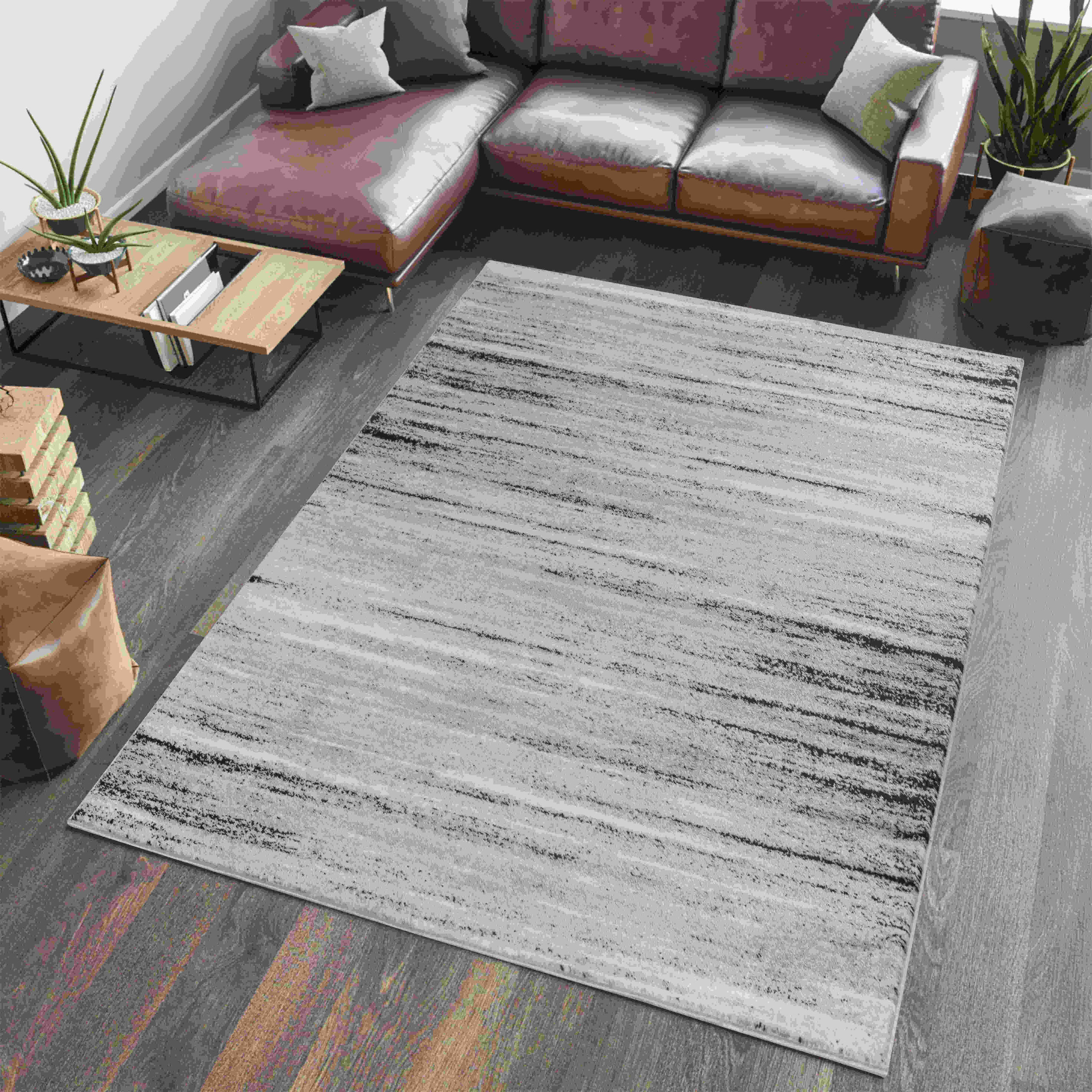Rug Branch Modern Contemporary Grey Black Indoor Area Rug, (4x6 Feet ...