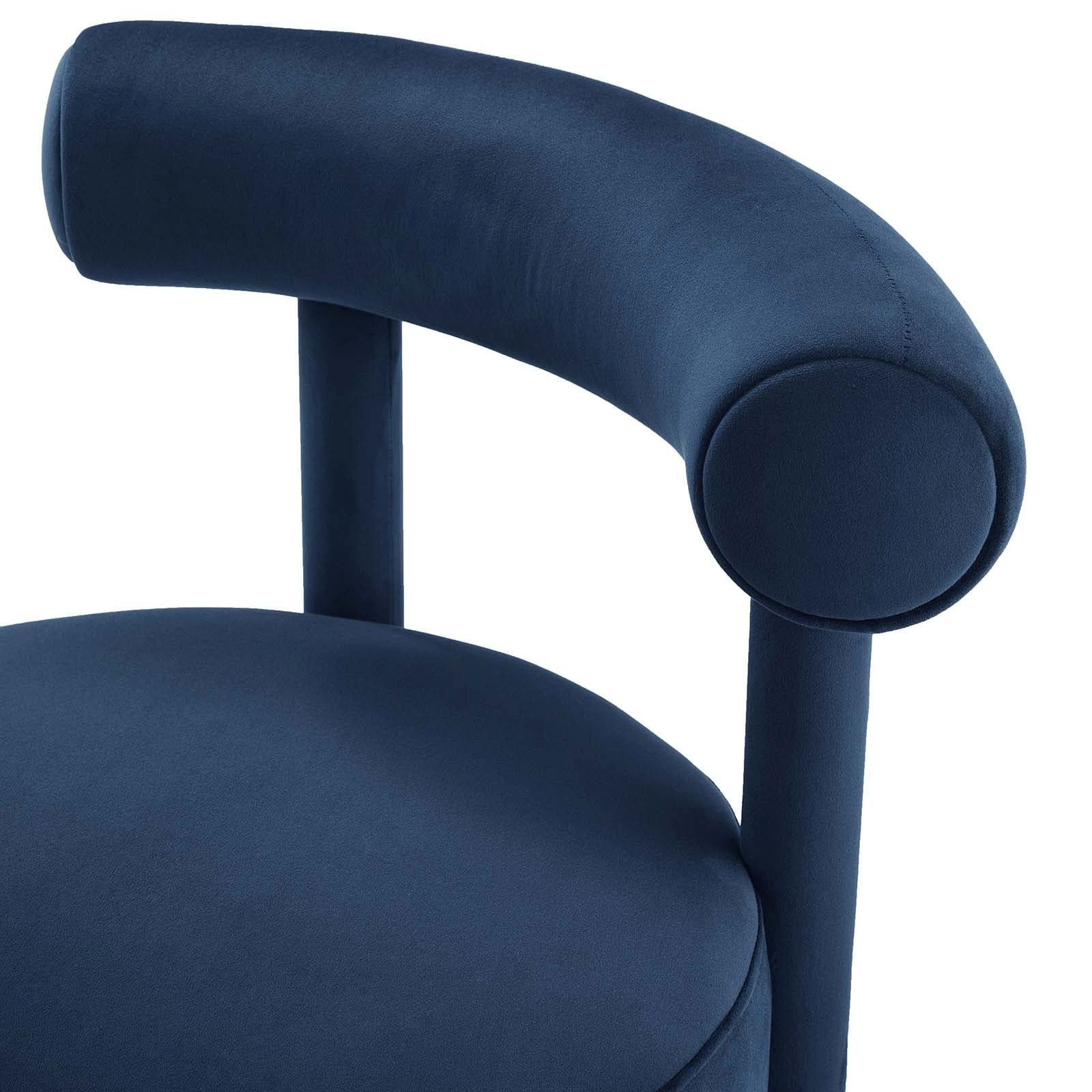 Toulouse Performance Velvet Dining Chair, Curved Round Bolster Side ...