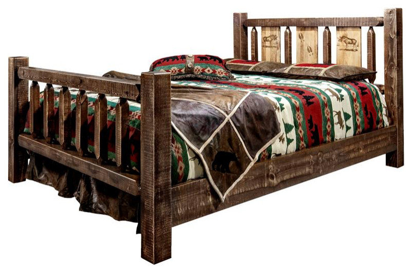 Montana Woodworks Homestead Wood King Bed with Moose Design in Brown ...