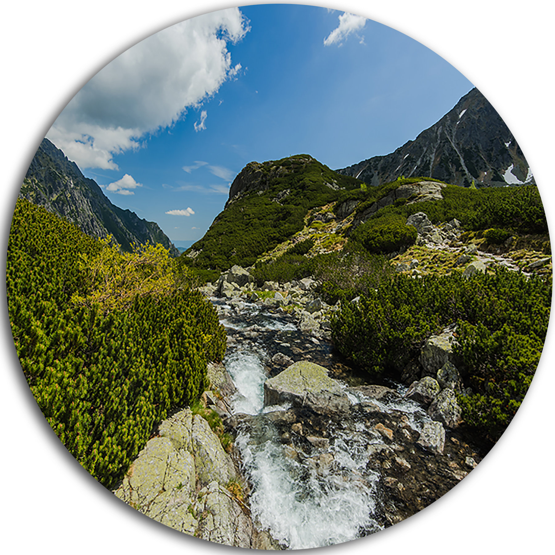 Alpine Stream In High Mountains, Landscape Round Wall Art, Disc of 11 ...