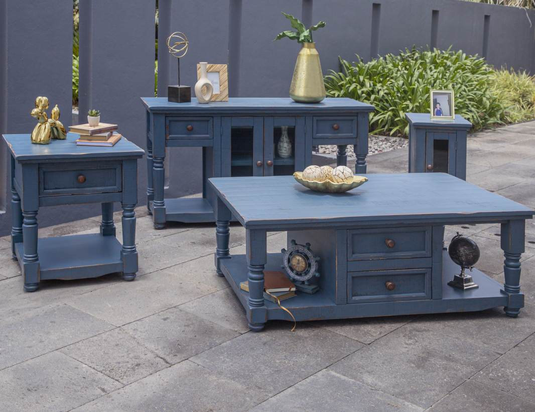 Preorder Stonegate Solid Wood Coffee Table - Blue - French Country ...