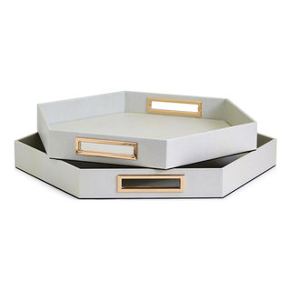 Two's Company FSN133CR-S2 Pearlized Shades Mint Hexagon Stingray Tray ...