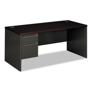 HON 38000 Series Left Pedestal Desk, 66" x 30" x 29.5", Mahogany ...