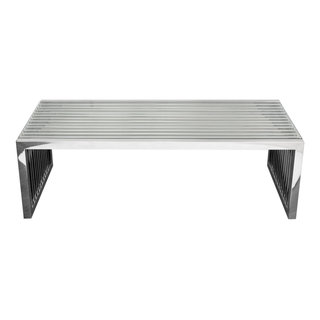 SOHO Rectangular Stainless Steel Cocktail Table Clear, Tempered Glass ...