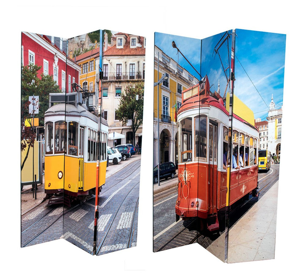 Stunning Canvas Room Divider With Train Imprint, Multicolor ...