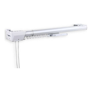 White Heavy Duty Traverse Rod, One Way Cord Left 84-156" - Transitional ...