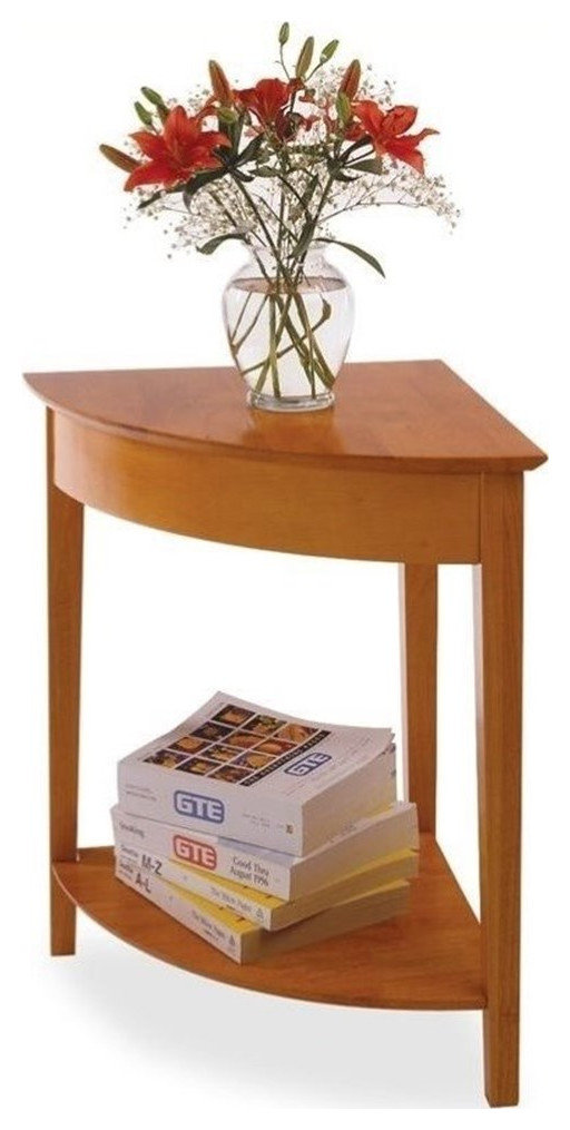 Pemberly Row Transitional Solid Wood Corner Table in Honey Pine ...