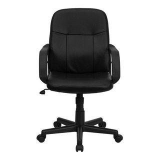 Pemberly Row Mid Back Glove Vinyl Executive Office Chair in Black ...