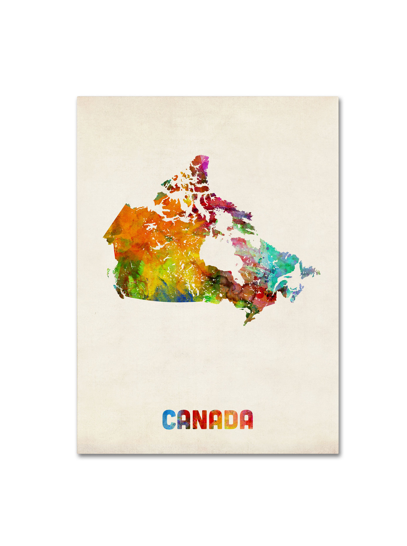 'Canada Watercolor Map' Canvas Art by Michael Tompsett, 14" x 19 ...