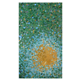 Abstract Glass Mosaic - Mosaic Wall Art, 20" x 36" - Contemporary ...