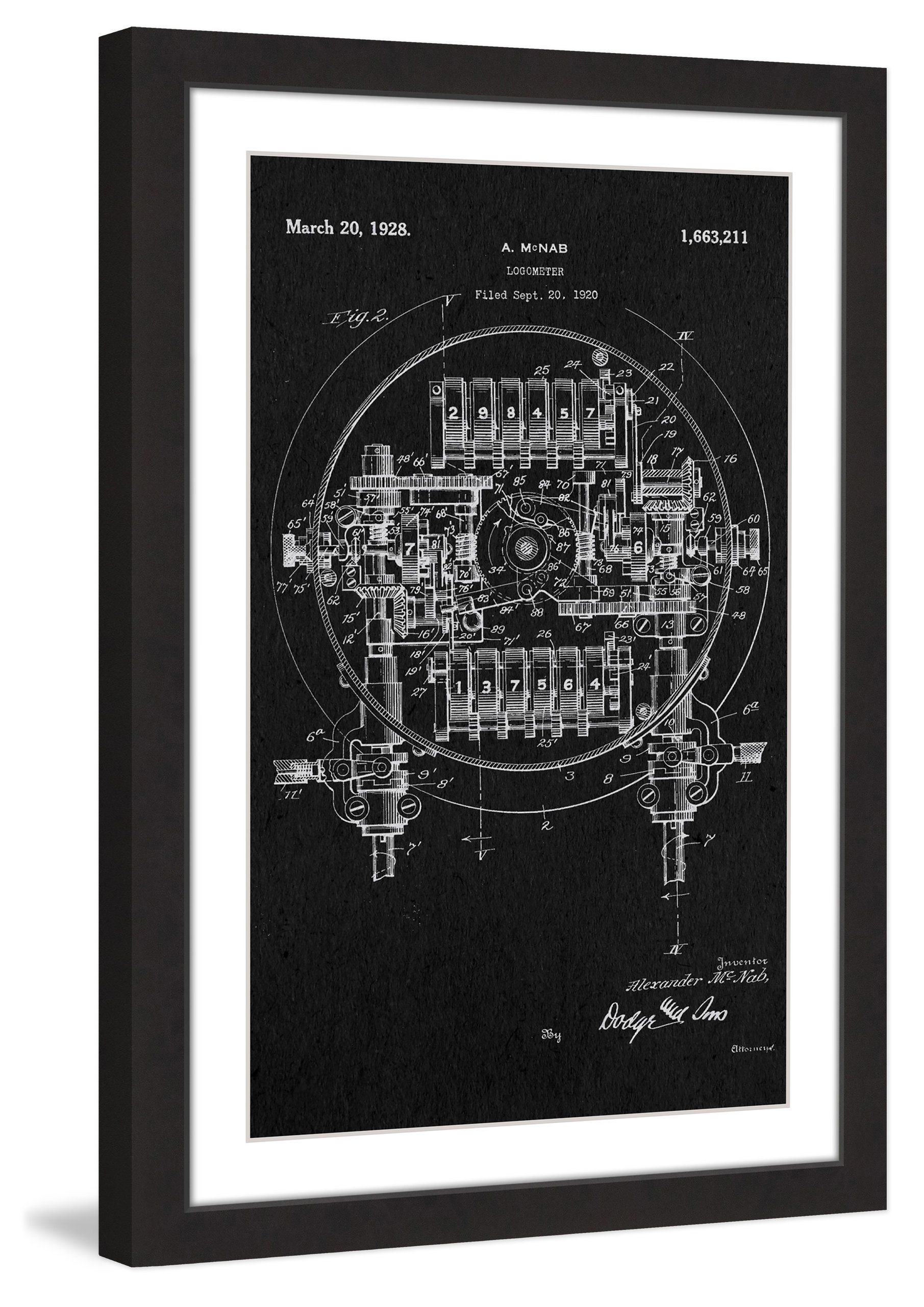 "Logometer 1920 Black Paper" Framed Painting Print, 20x30 ...