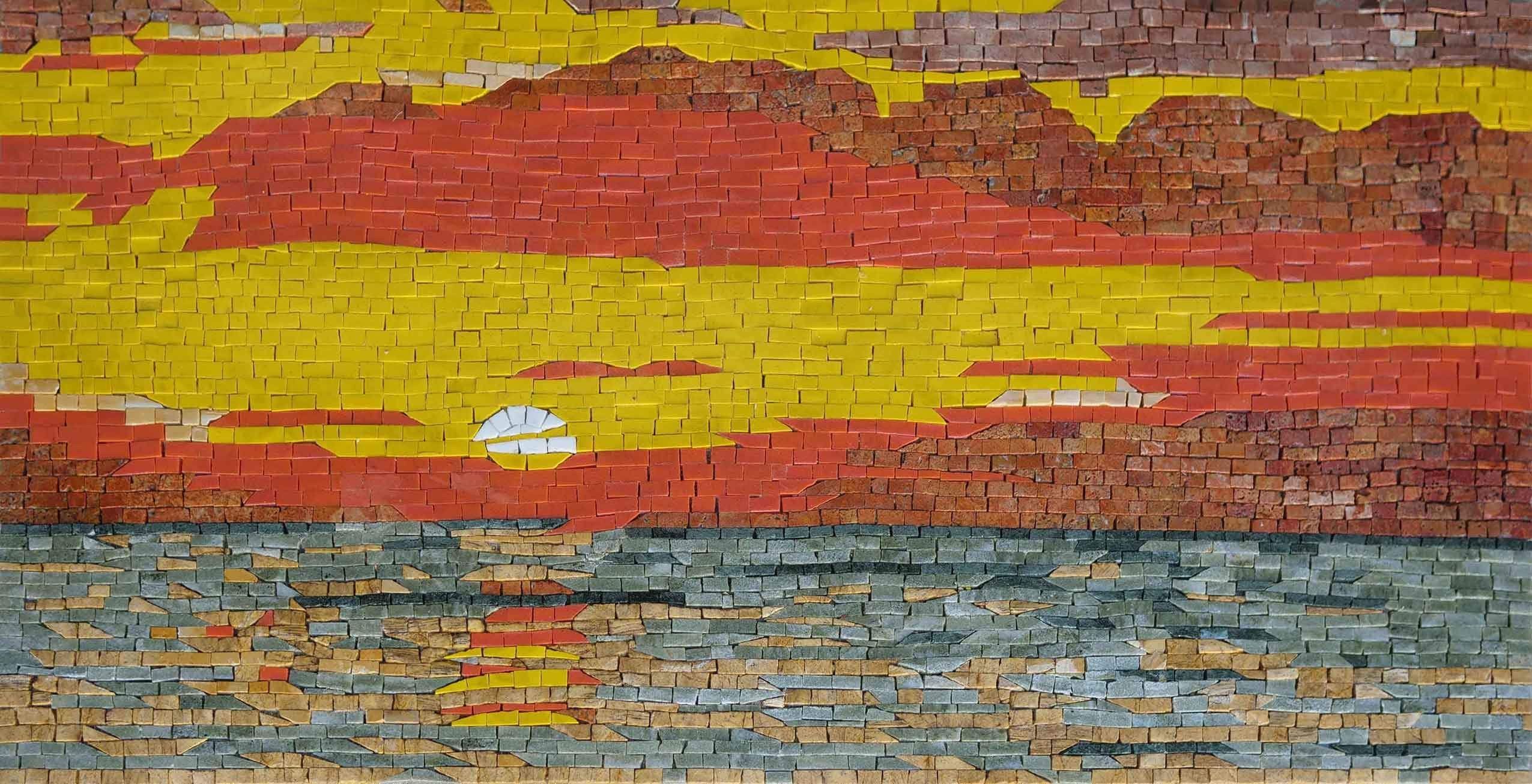 Warm Sunset Mosaic Wall Art, 71" x 35" - Contemporary - Tile Murals ...