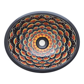 Mexican Talavera Ceramic Hand Painted Bathroom Oval Sink - Contemporary ...