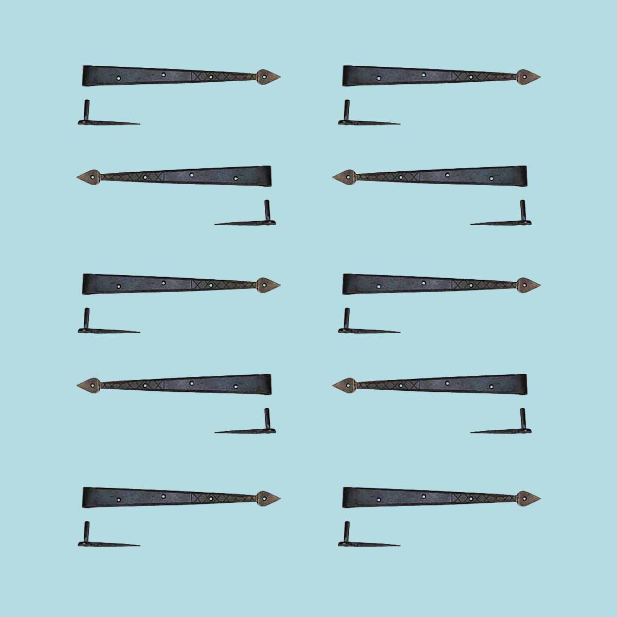10 Heart Diamond Etch Pintle Door Hinge Wrought Iron 14"| - Rustic ...