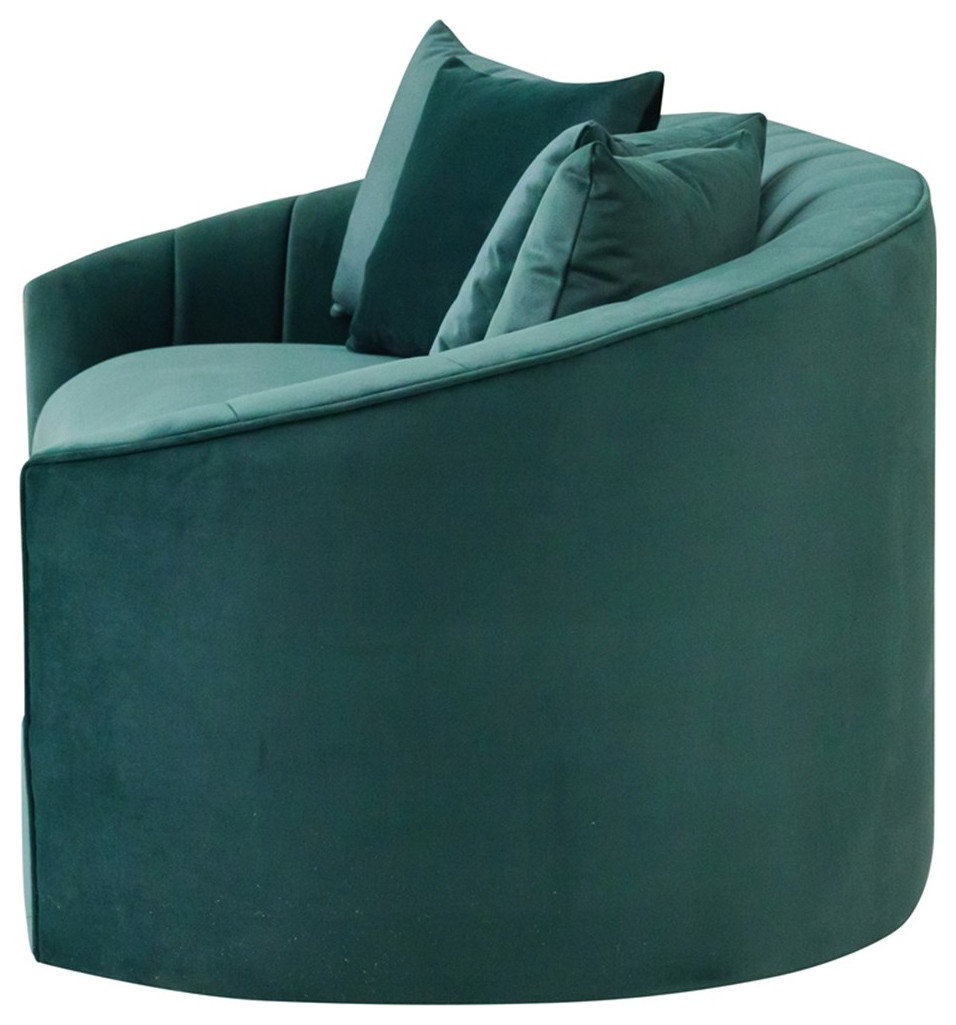 Kont Mid Century Modern Japandi Style Tight Back Velvet Couch in Green ...