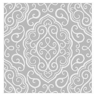 Modern Large-Scale Damask Monochromatic Wallpaper, Sample ...