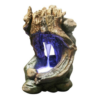 Alpine Rainforest Fountain With LED Light, Fiberglass - Rustic ...