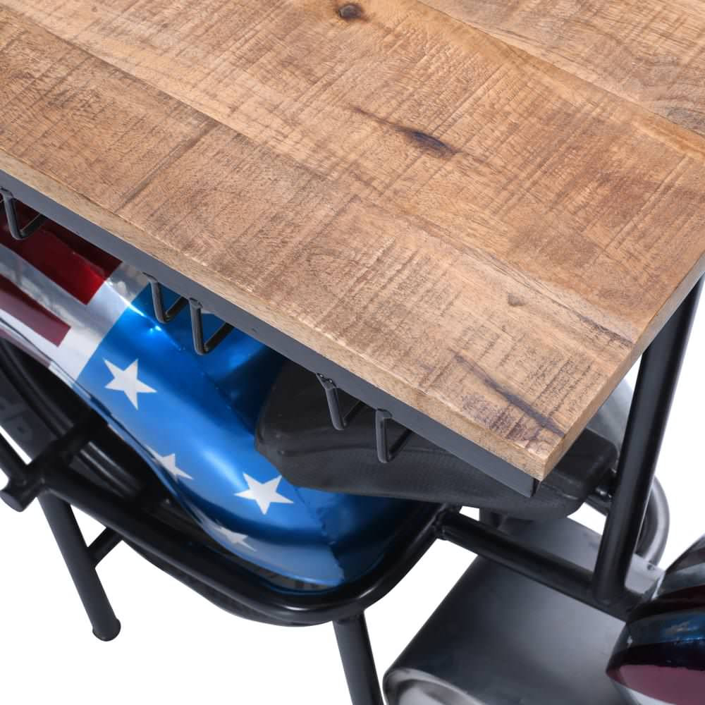70 Patriotic American Flag Motorcycle Bar Console Table with Storage ...