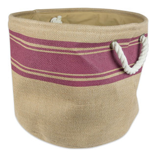 DII 16" Round Modern Fabric Large Burlap Border Storage Bin in Wine Red ...
